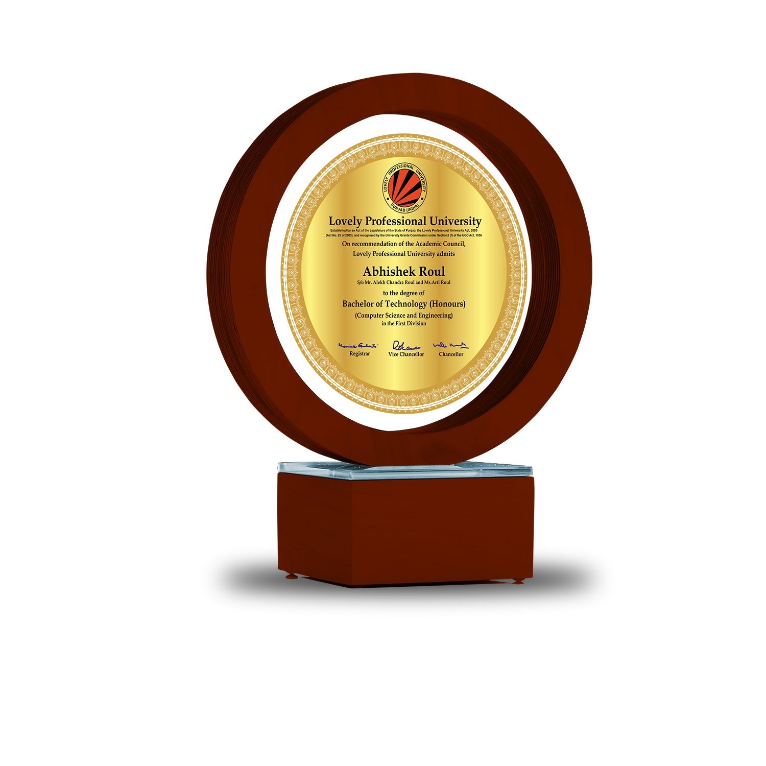 Customized MDF Trophy with Matter Printed On 24K Gold Plated Foil For ...