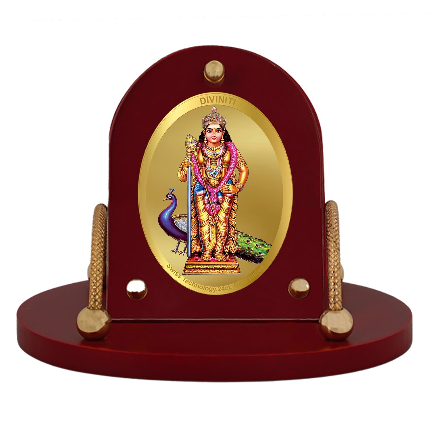 Diviniti 24K Gold Plated Lord Murugan Frame for Car Dashboard, Home De ...
