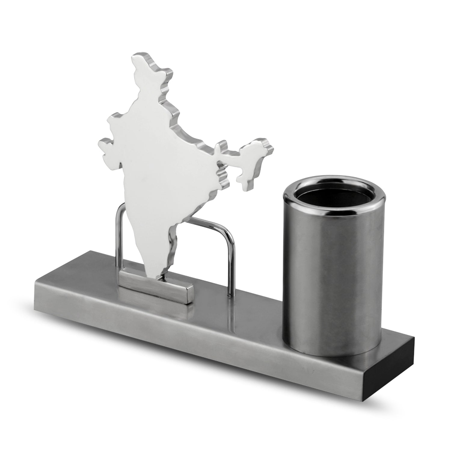 SS Pen Holder With Map of India Table Top For Corporate Gifting ...