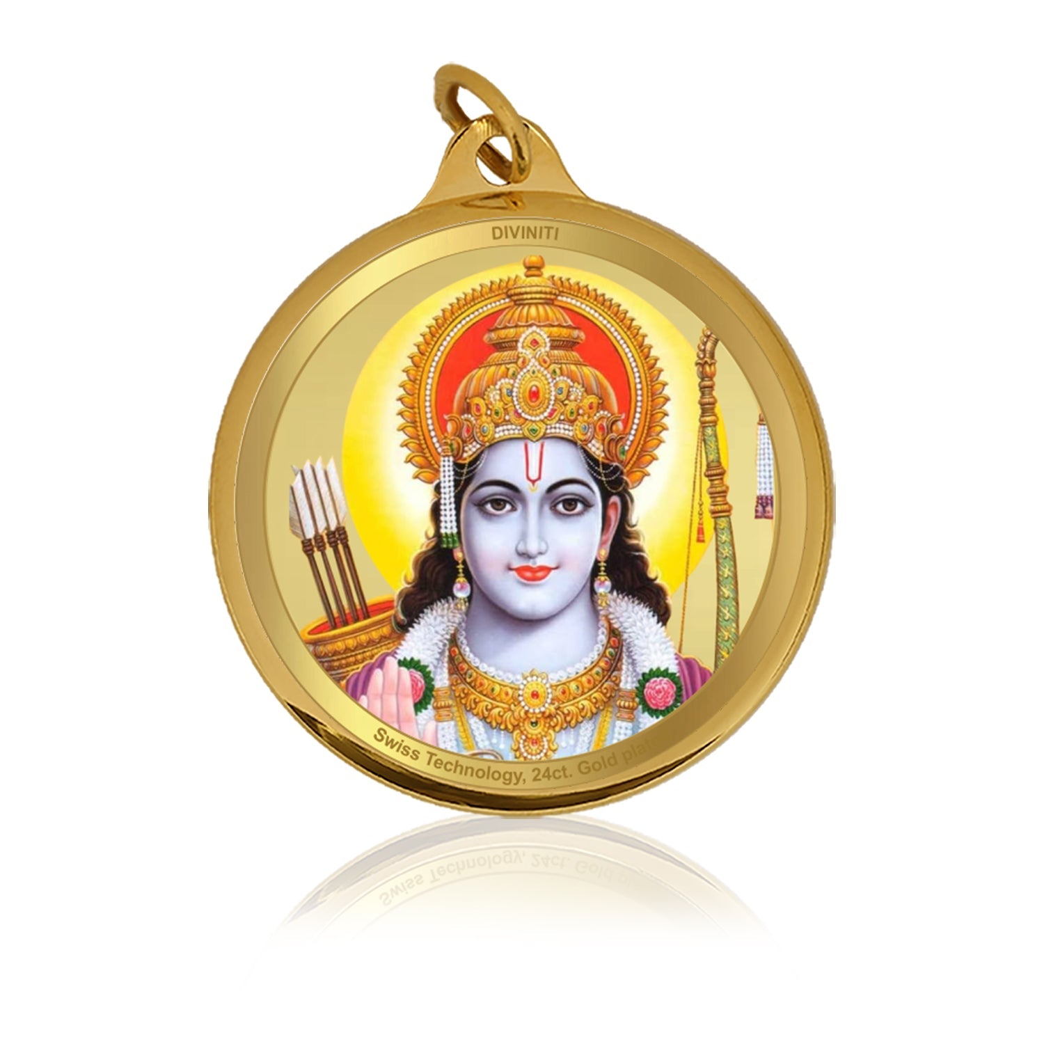 Diviniti 24K Gold Plated Ram Ji & Yantra 18MM Double Sided Pendant For ...