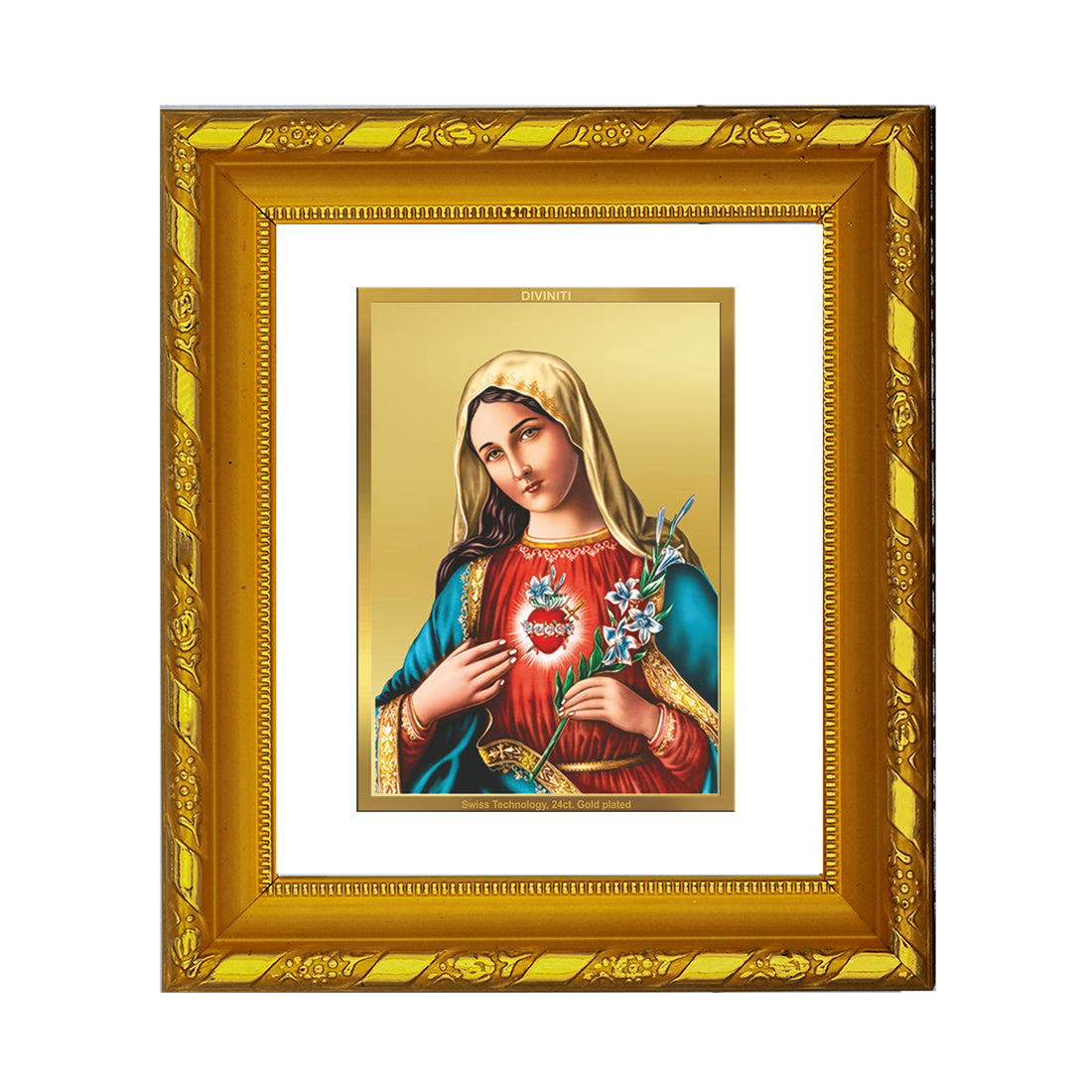 DIVINITI 24K Gold Plated Mother Mary Photo Frame For Home Wall Decor ...