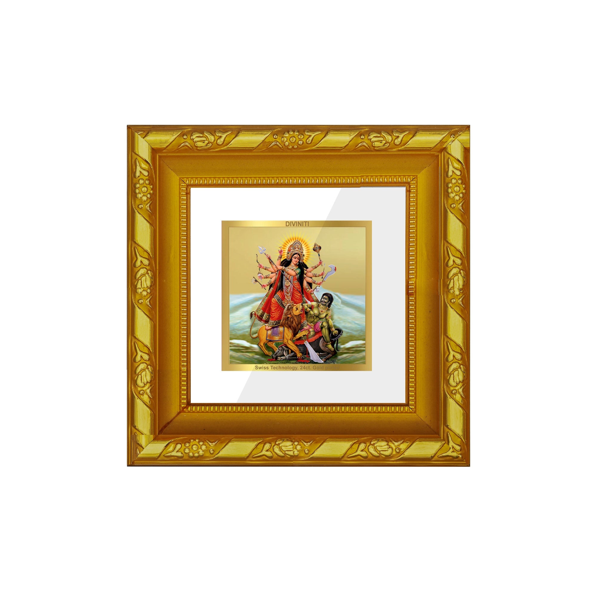 DIVINITI 24K Gold Plated Goddess Durga Photo Frame For Home Decor, Tab ...