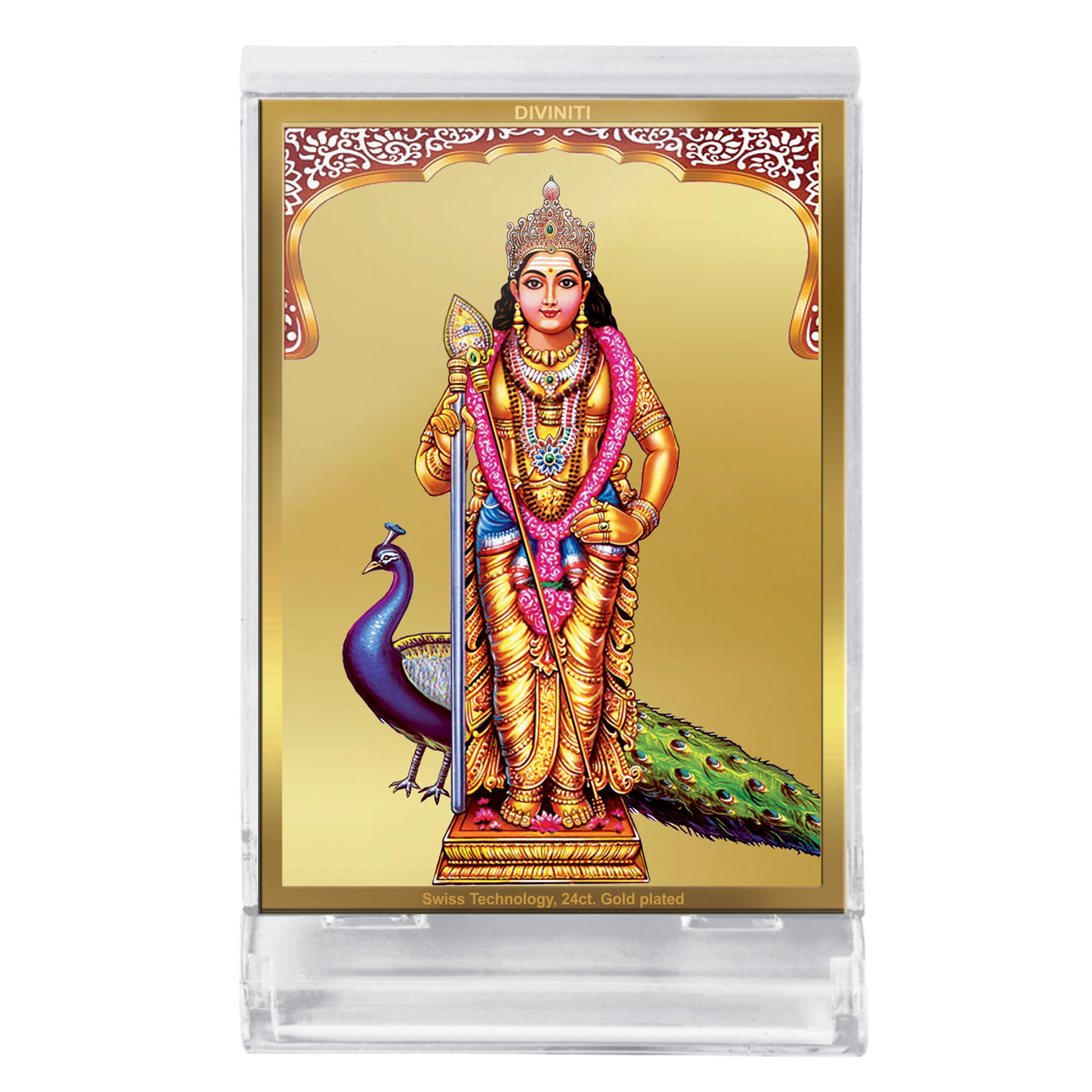 Diviniti 24K Gold Plated Murugan Frame For Car Dashboard, Home Decor ...