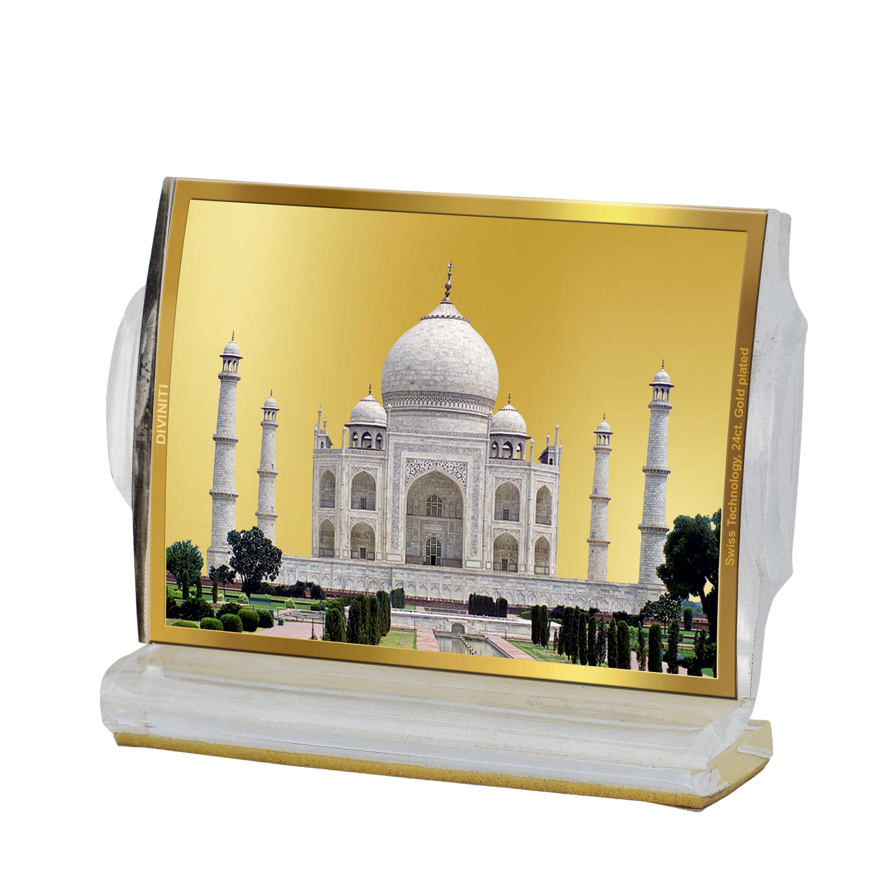 DIVINITI 24K Gold Plated Taj Mahal Photo Frame For Home Decor, Car Das ...
