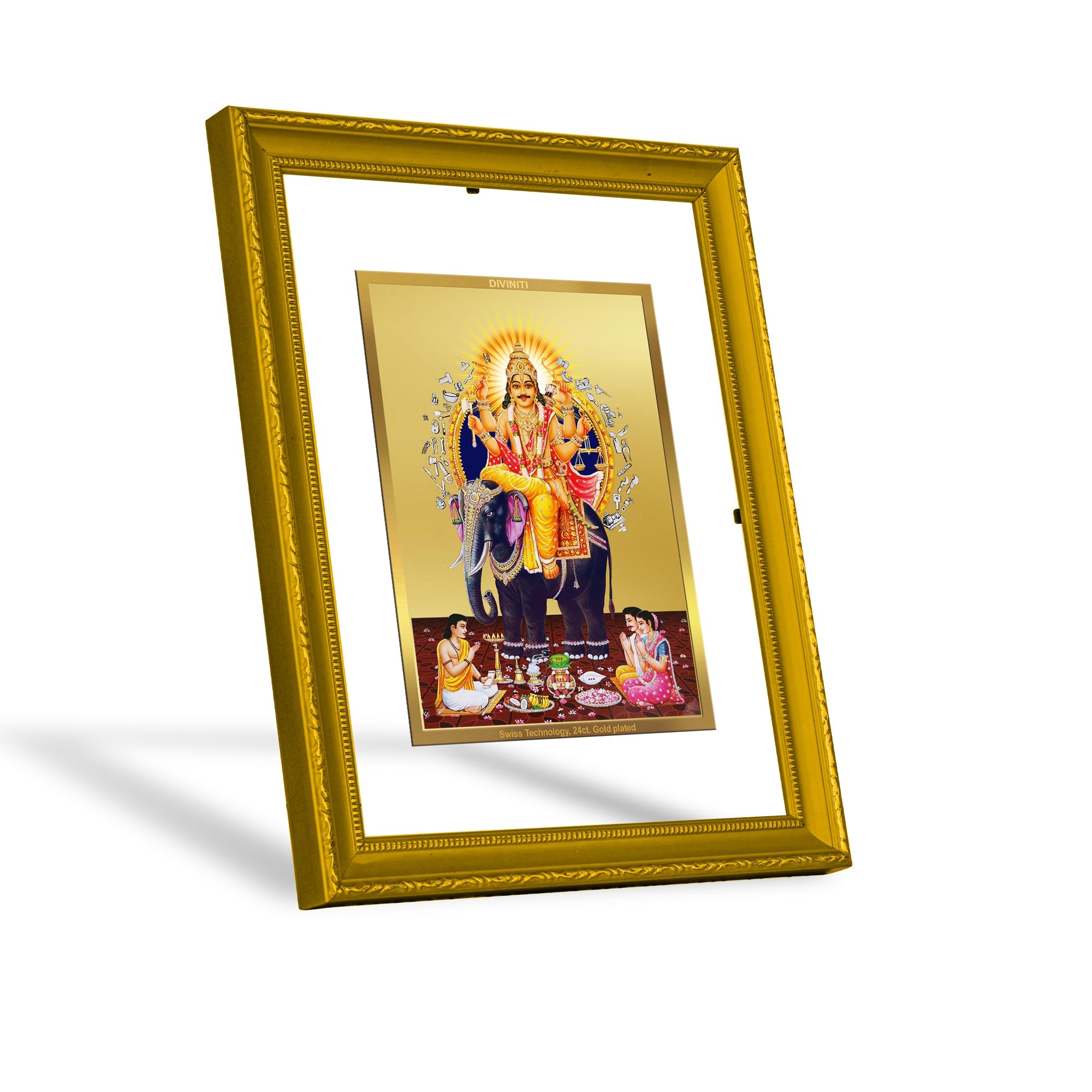 Diviniti 24K Gold Plated Vishwakarma Ji Photo Frame For Home Decor, Wa ...
