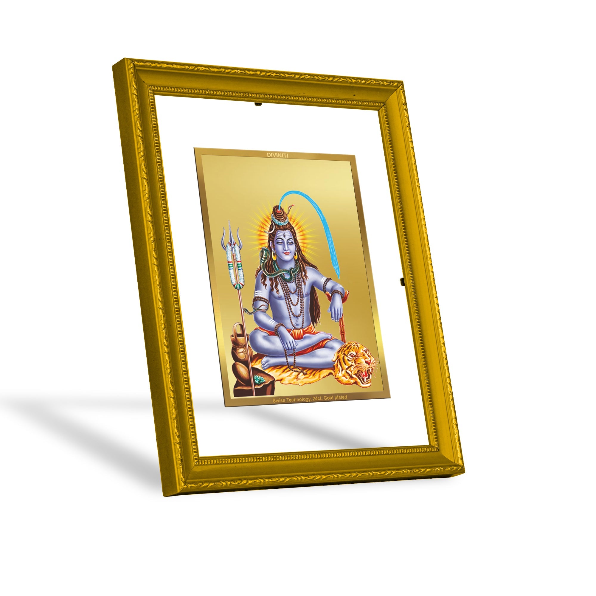 Diviniti 24K Gold Plated Lord Shiva Photo Frame For Home Decor, Wall D ...