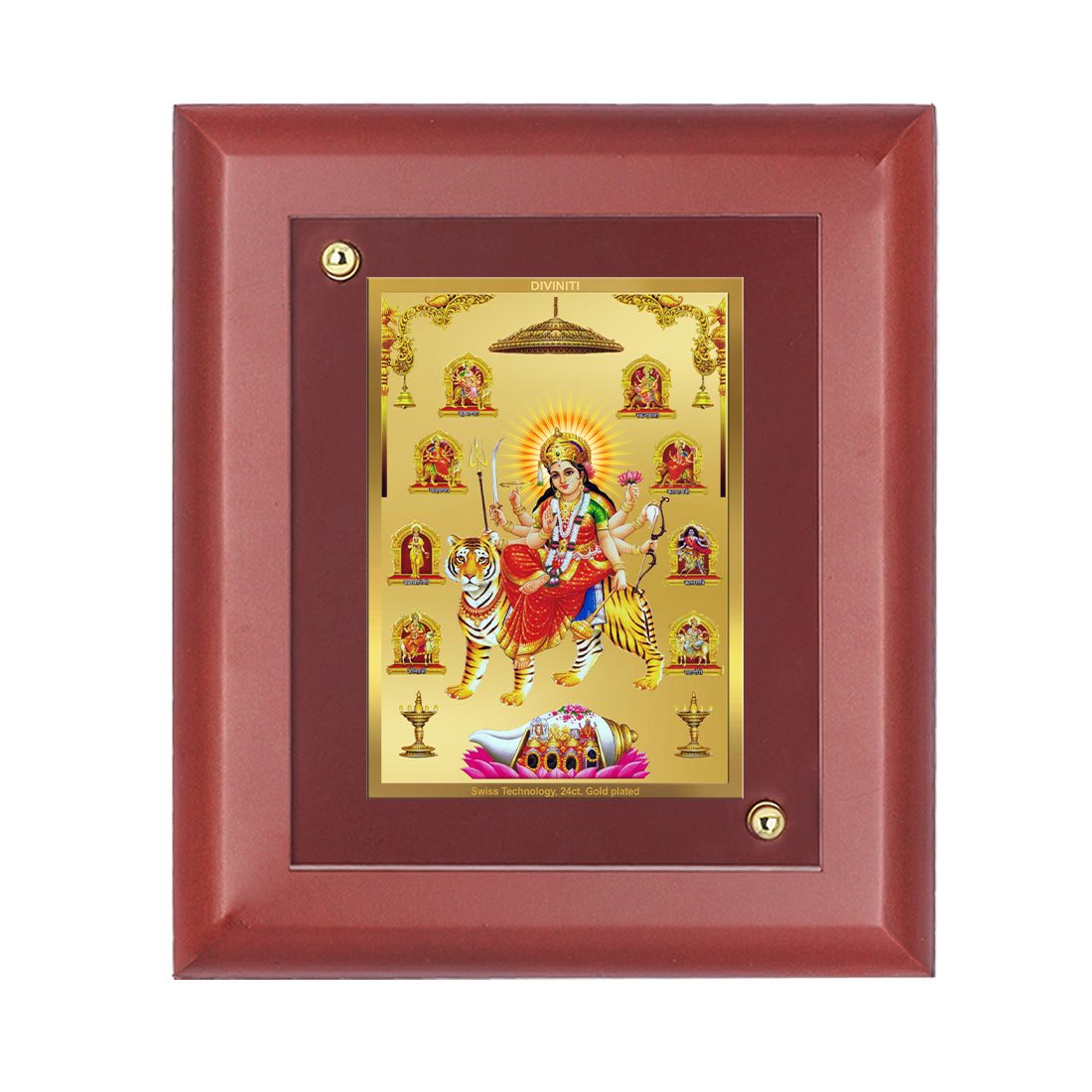Diviniti 24K Gold Plated Nav Durga Photo Frame For Home Decor, Wall De ...