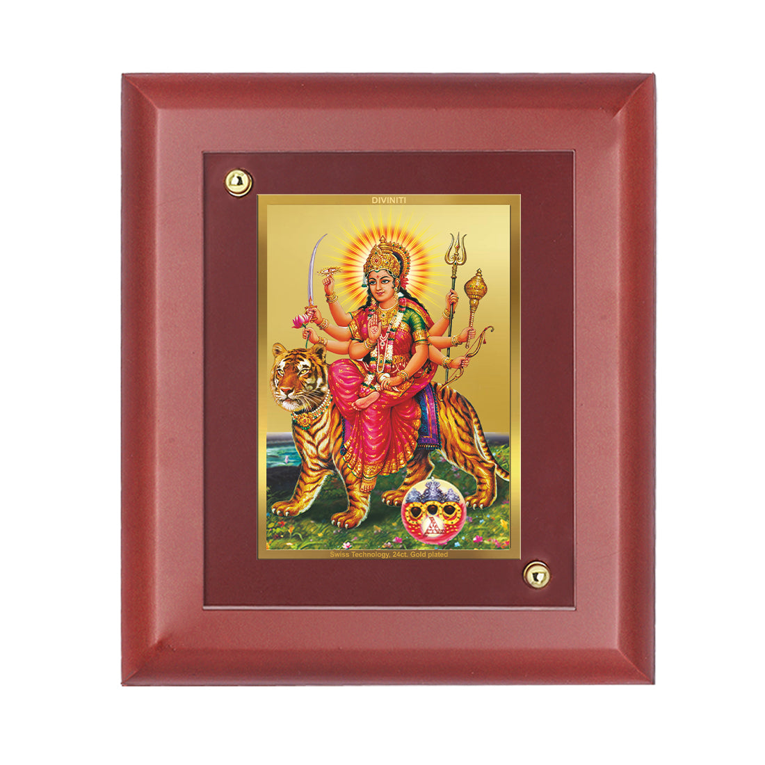Diviniti 24K Gold Plated Durga Ji Photo Frame For Home Decor, Wall Dec ...