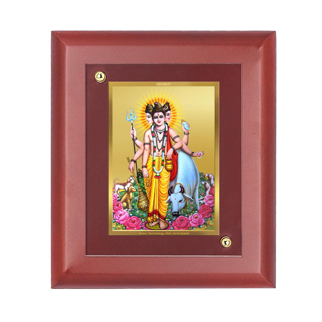 Diviniti 24K Gold Plated Dattatreya Photo Frame For Home Decor, Wall D ...