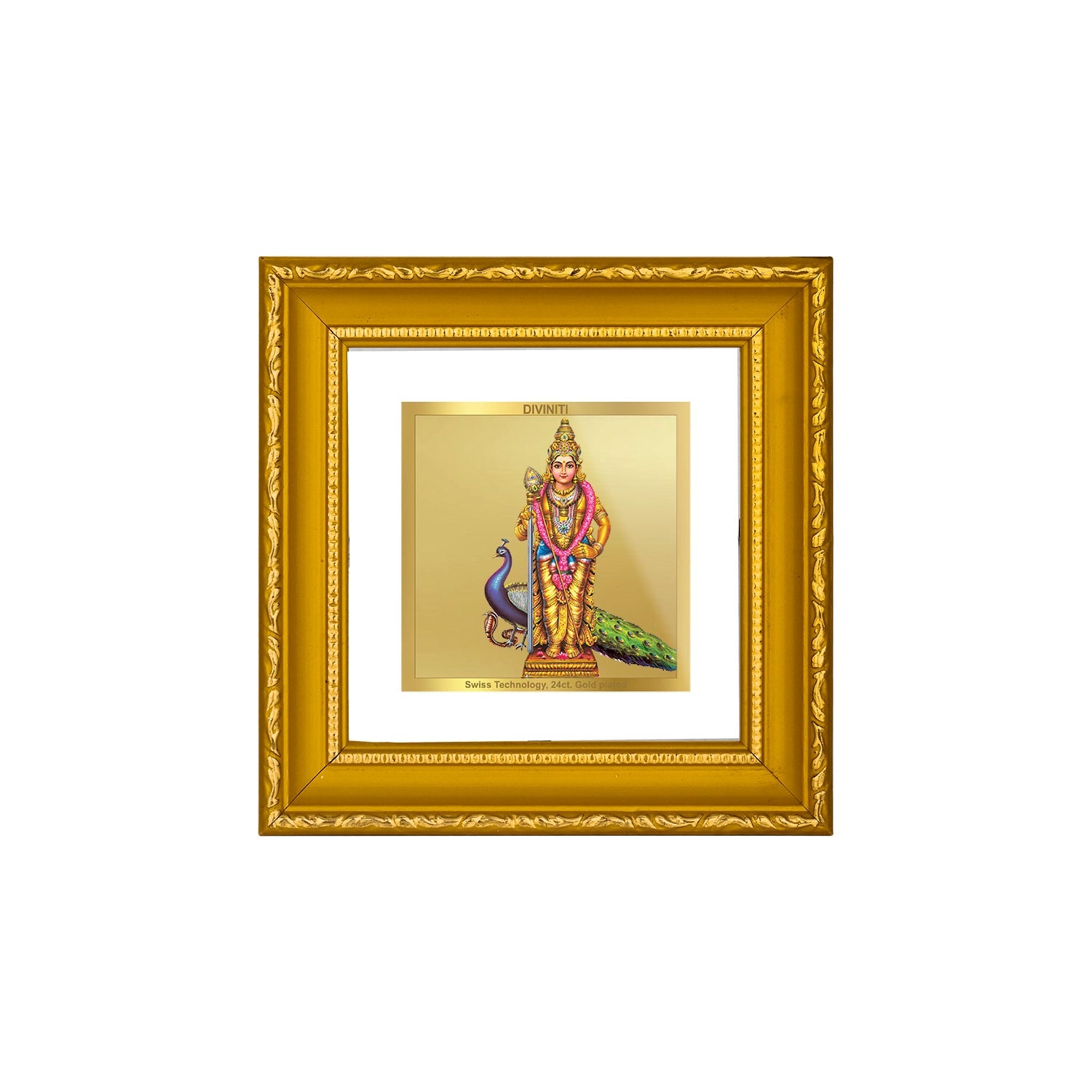 DIVINITI 24K Gold Plated Murugan Photo Frame For Home Decor, Table, Pr ...