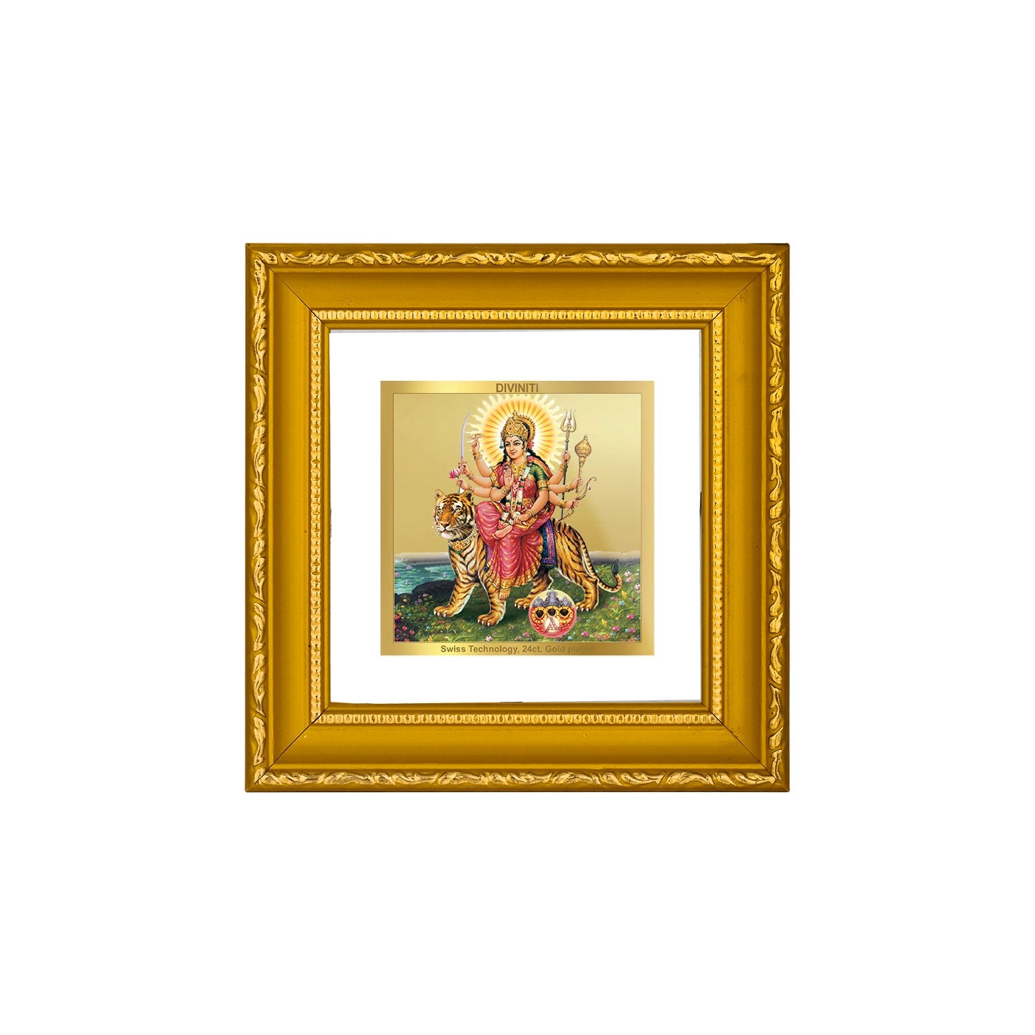 DIVINITI MAA DURGA JI Gold Plated Wall Photo Frame| DG Frame 101 Size ...