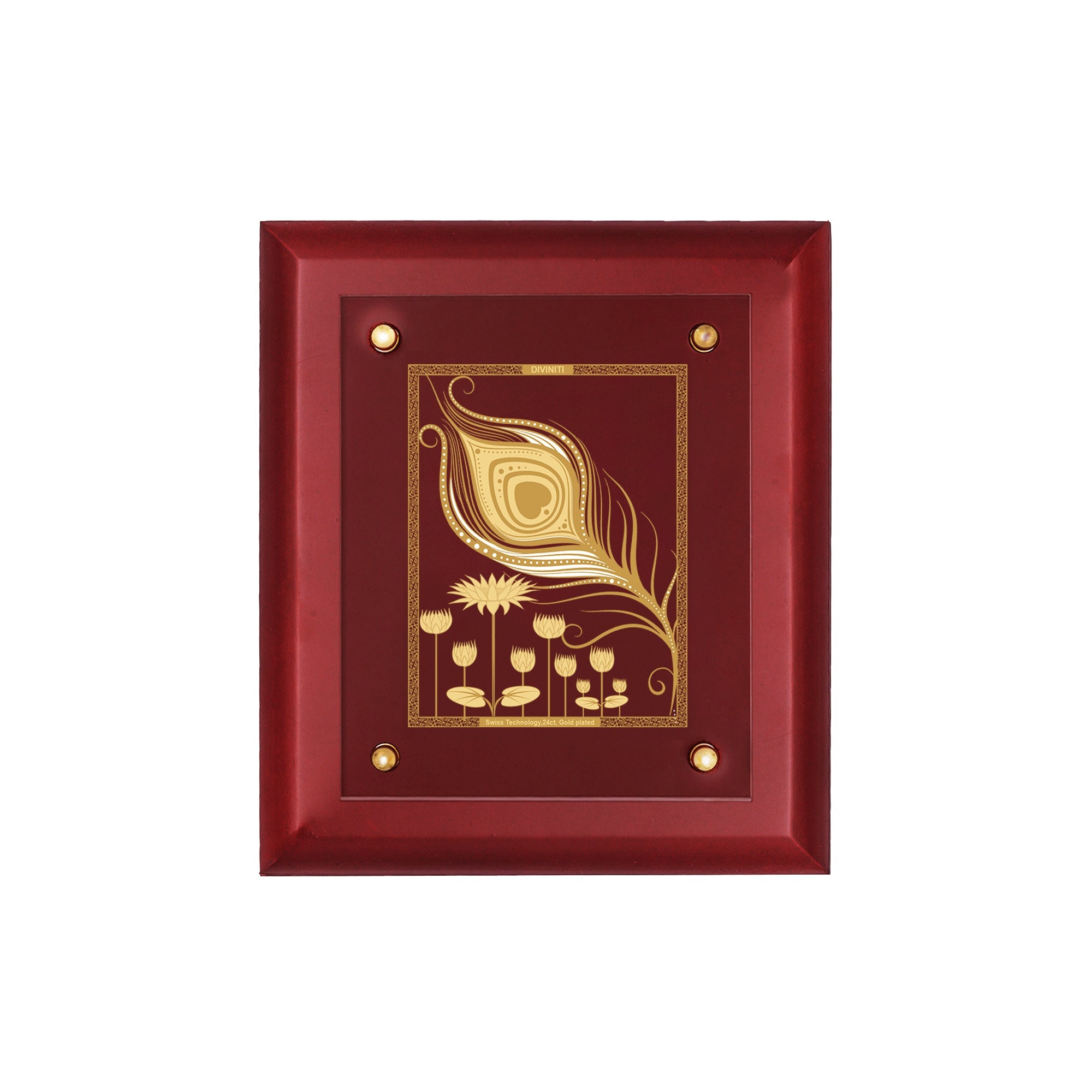 Diviniti 24K Gold Plated PEACOCK FEATHER Wall Hanging for Home| MDF Si ...