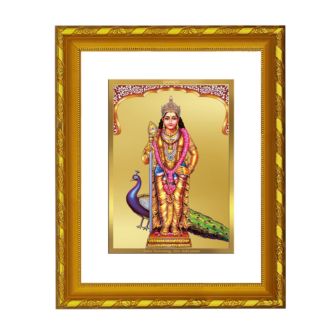 DIVINITI 24K Gold Plated Murugan Photo Frame For Home Wall Decor, Pray ...