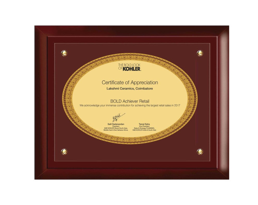 DIVINITI 24K GOLD PLATED MDF FRAME CERTIFICATE OF APPRECIATION ROUND F ...