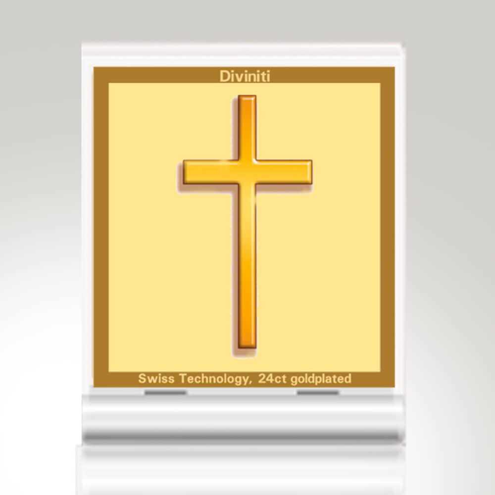 Diviniti 24K Gold Plated Holy Cross Frame For Car Dashboard, Home Deco ...
