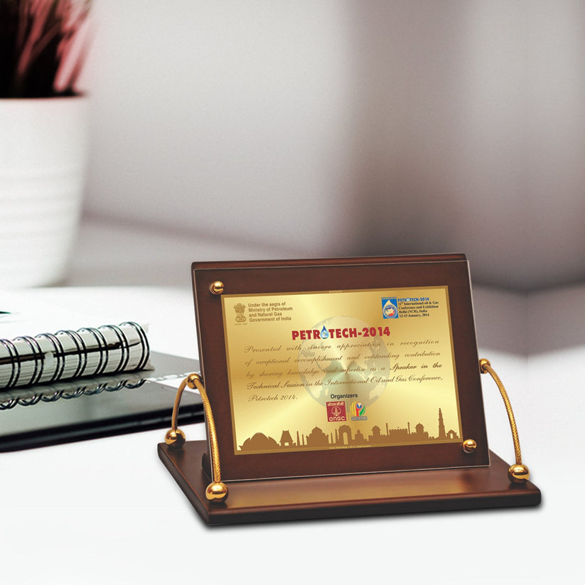 Customized 24K Gold Foil MDF Memento for Corporate Gifting – PujaShoppe