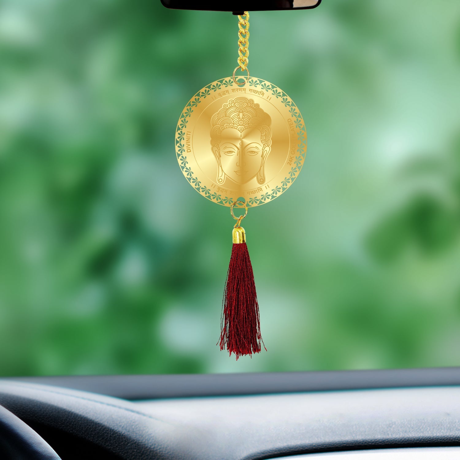 Diviniti 24K Gold Plated Double Sided Buddha & Mantra Car Dangler| 6 C ...