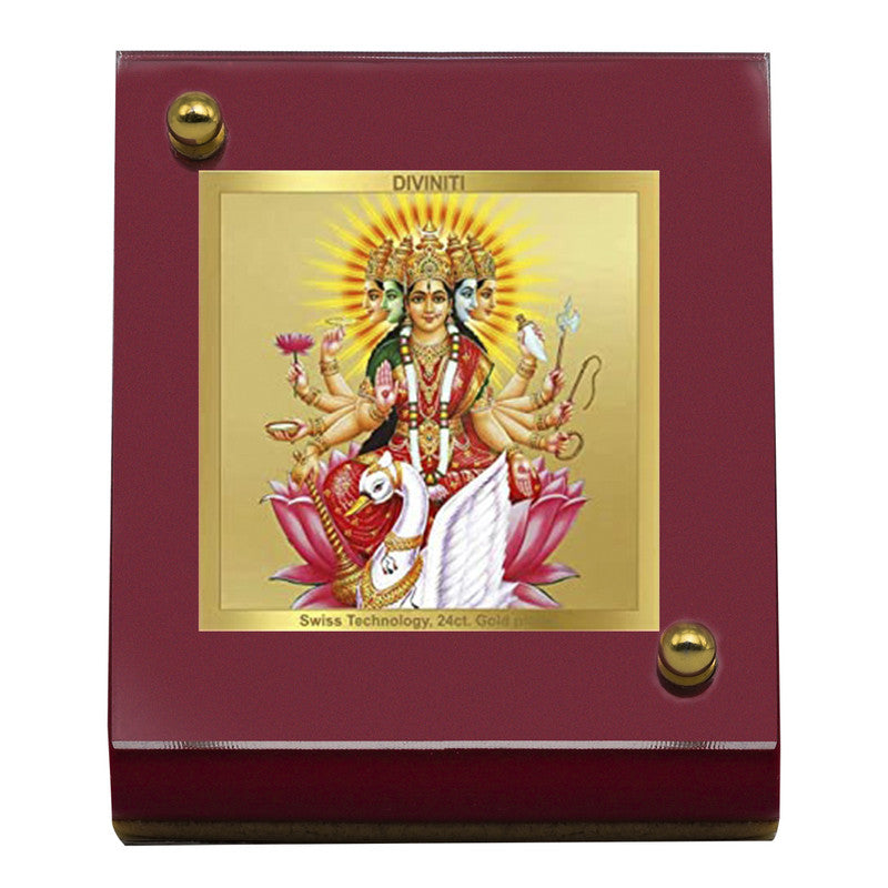 Diviniti 24K Gold Plated Gayatri Mata Frame For Car Dashboard, Home De ...