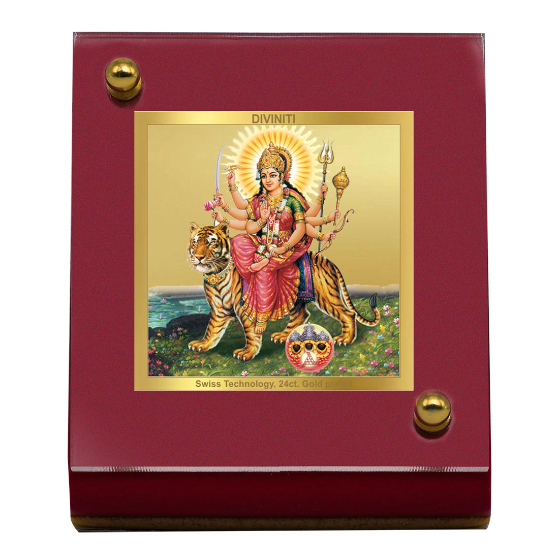 Diviniti 24K Gold Plated Durga Mata Frame For Car Dashboard, Home Deco ...