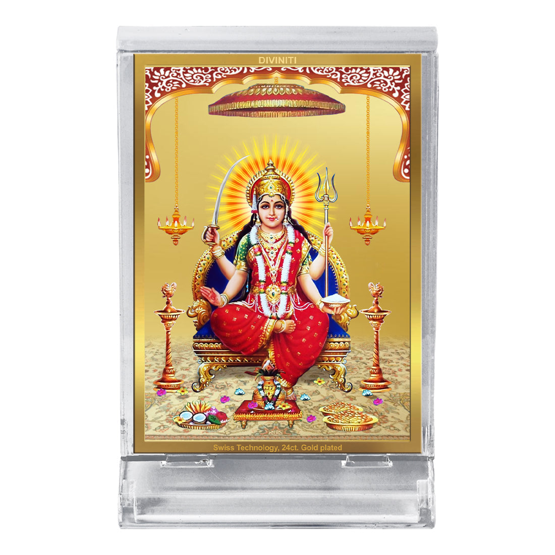 Diviniti 24K Gold Plated Santoshi Mata Frame For Car Dashboard, Home D ...